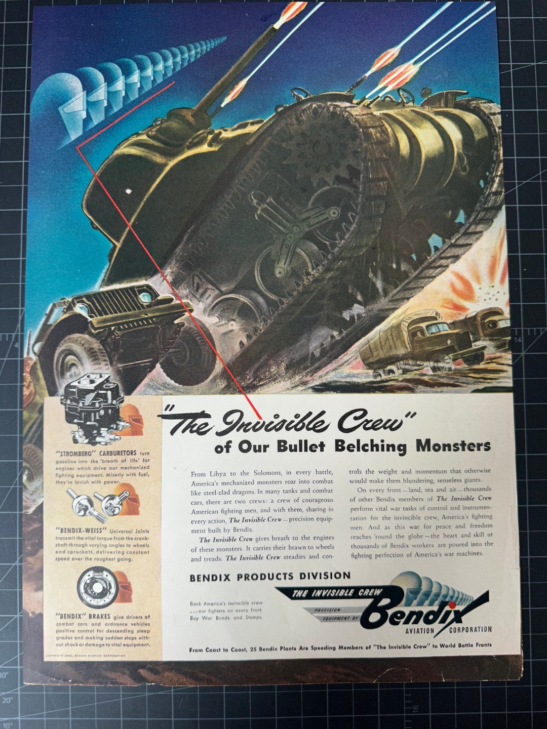 Vintage 1942 Bendix War Tanks WWII Print Advertisement - Etsy