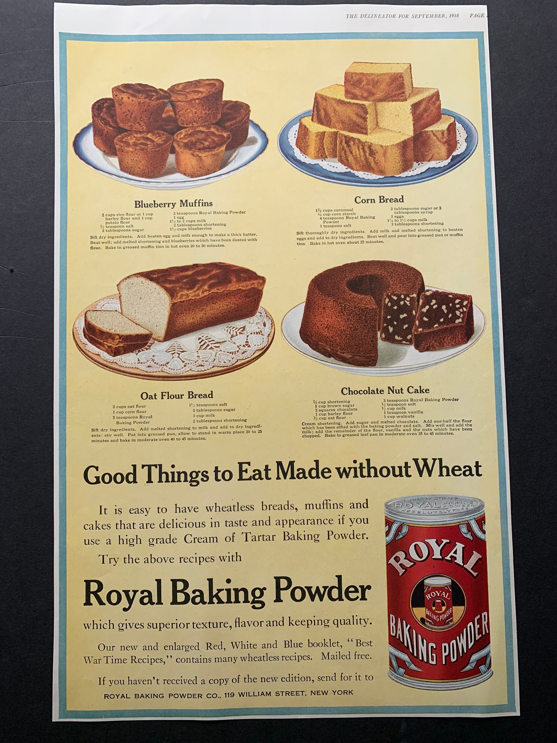 Vintage 1918 Royal Baking Powder Wheat-free Baking Advertisement - Etsy