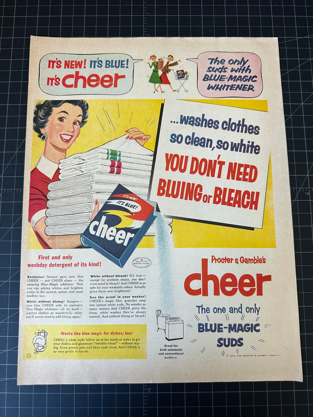 Vintage 1954 Cheer Detergent Print Advertisement - Etsy