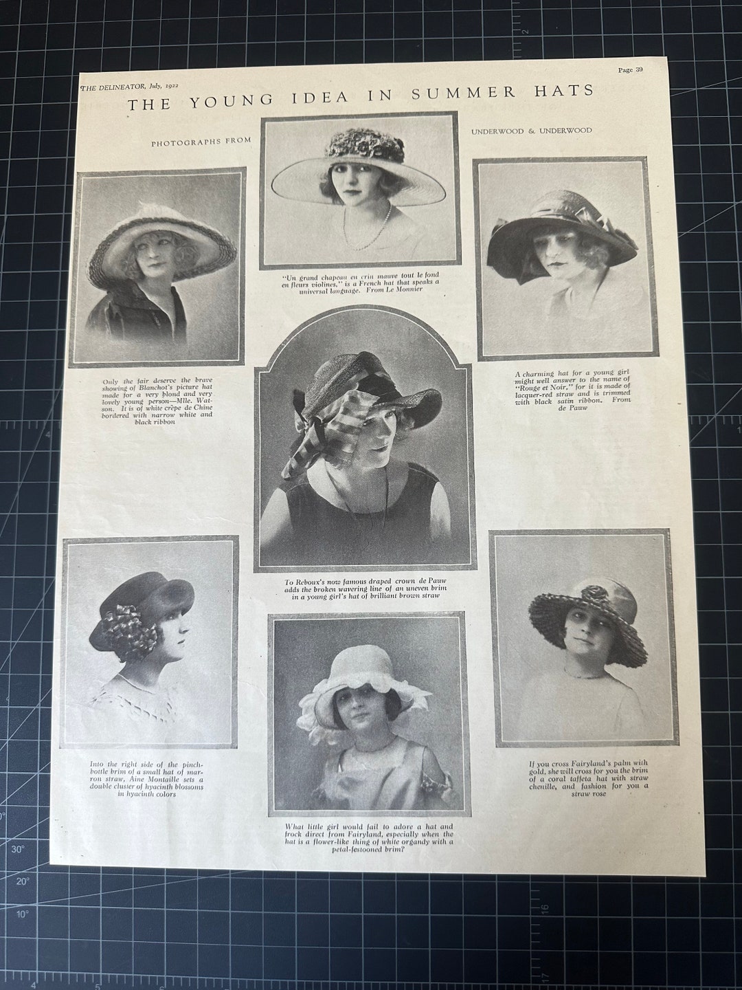 Vintage 1922 Women’s Summer Hats Magazine Article - Etsy
