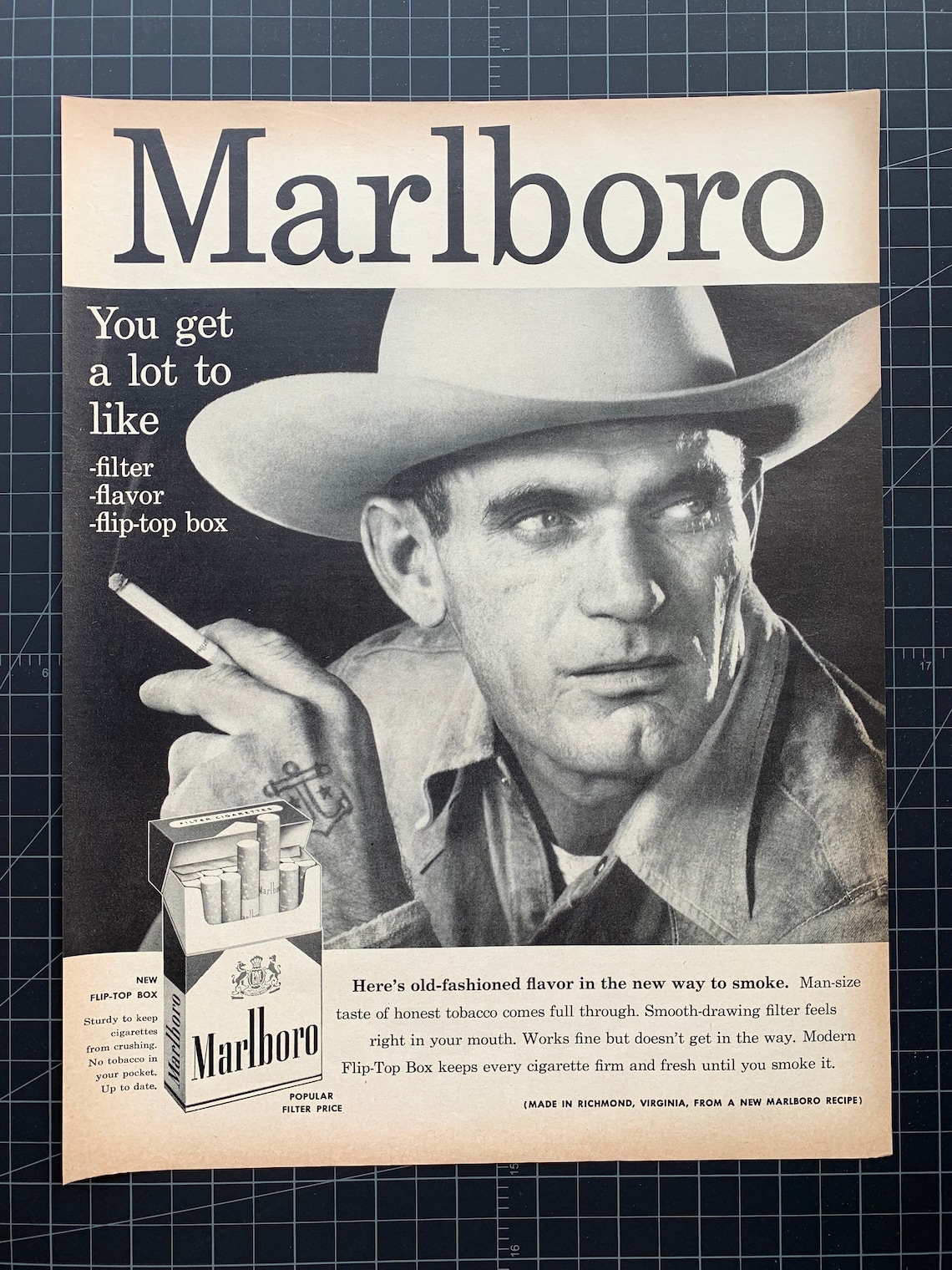 Vintage 1957 Marlboro Cigarettes Print Ad | Etsy
