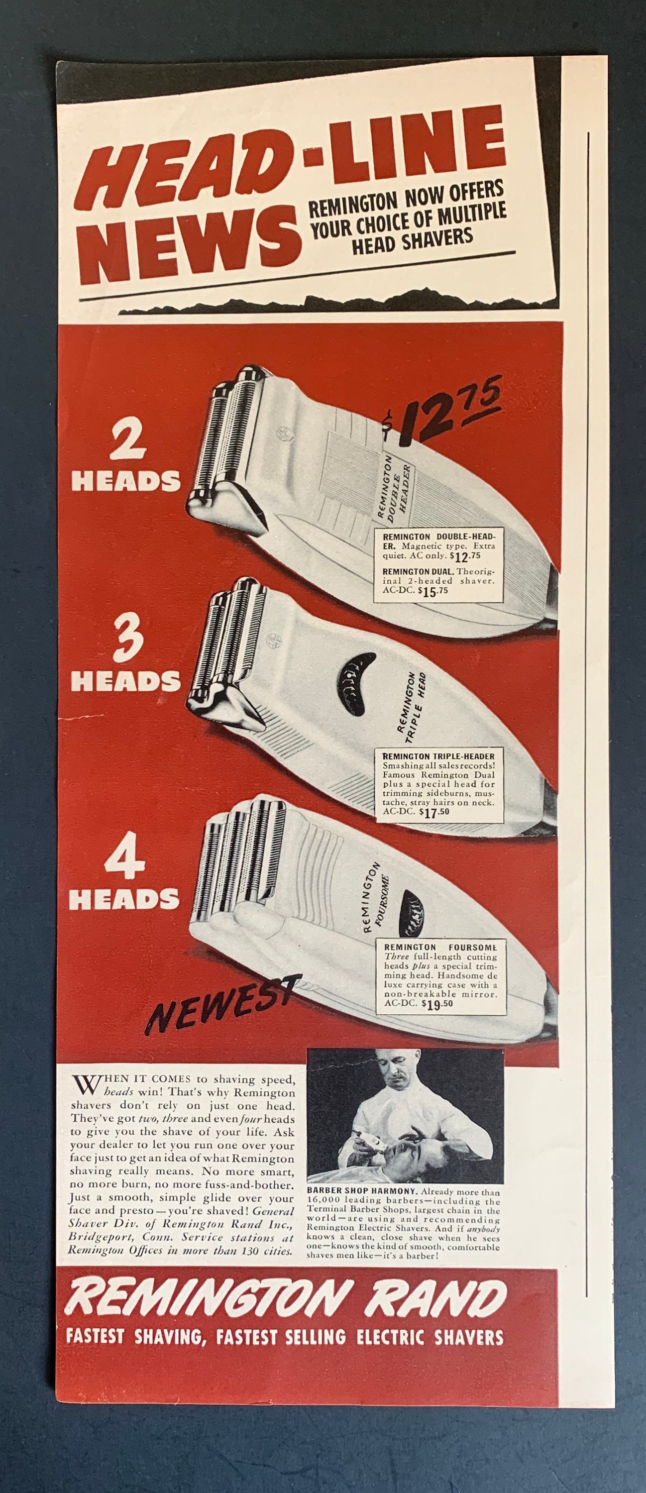 Vintage 1940s Remington Electric Shaver Ad | Etsy