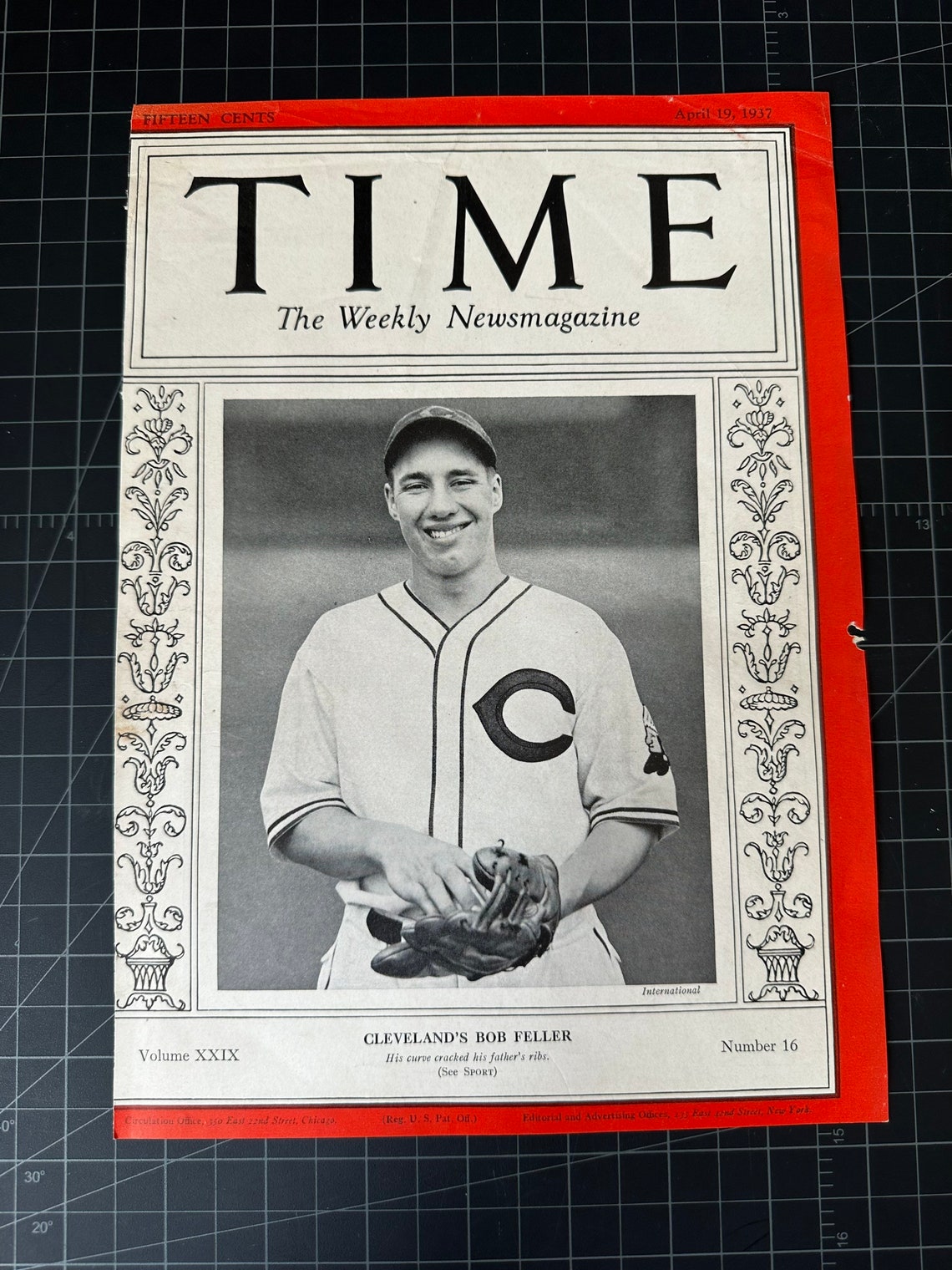 Rare Vintage 1937 Time Magazine Cover - Cleveland’s Bob Feller Baseball ...