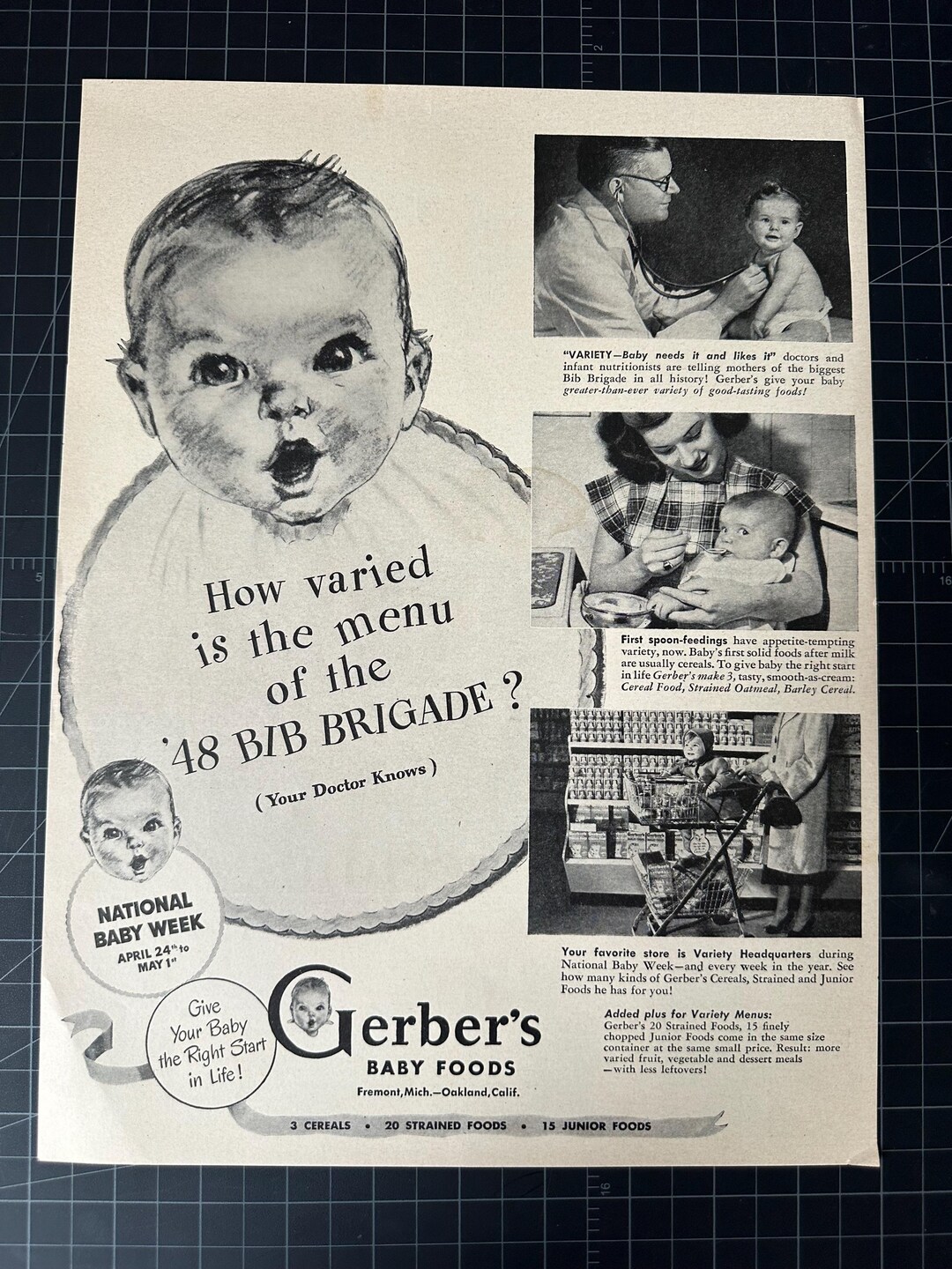 Vintage 1950s Gerber Baby Food Print Ad - Etsy
