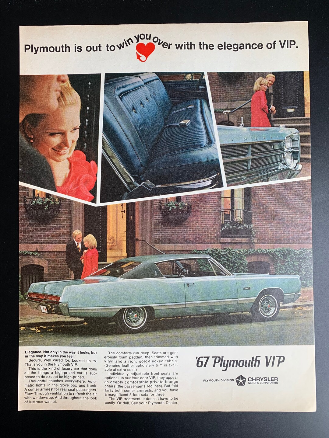 Vintage 1967 Plymouth VIP Original Advertisement - Etsy