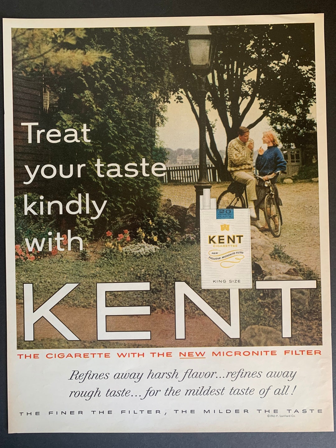 Vintage 1963 Kent Cigarettes Original Print Ad - Etsy