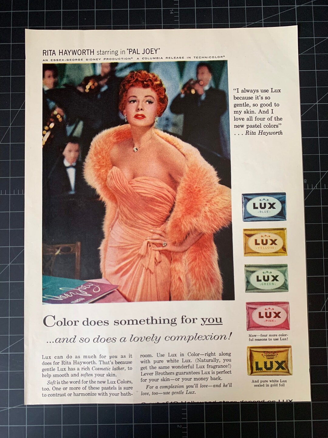 Vintage 1957 Lux Soap Original Print Ad - Rita Hayworth - Etsy