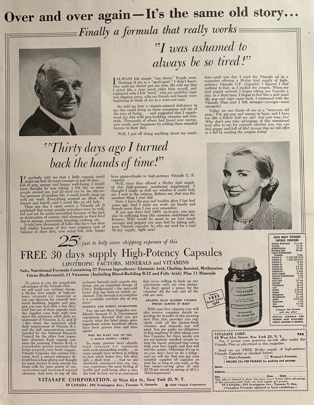 Vintage 1950s Vitasafe Vitamins Ad - Etsy