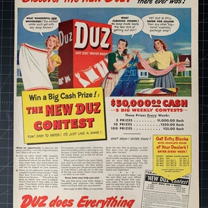 Vintage 1950s Duz Laundry Detergent Print Advertisement - Etsy