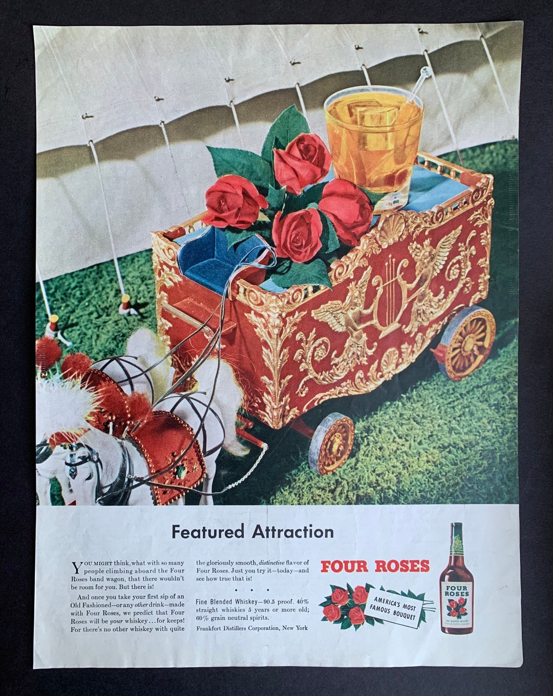Vintage 1947 Four Roses Whiskey Original Advertisement - Etsy