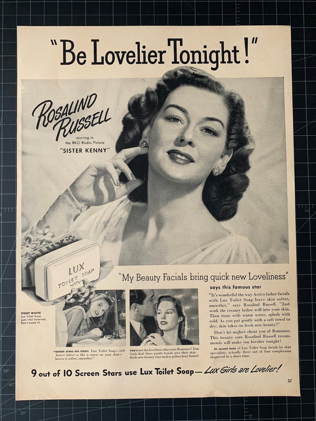 Vintage 1940s Lux Soap Print Ad - Rosalind Russell - Etsy