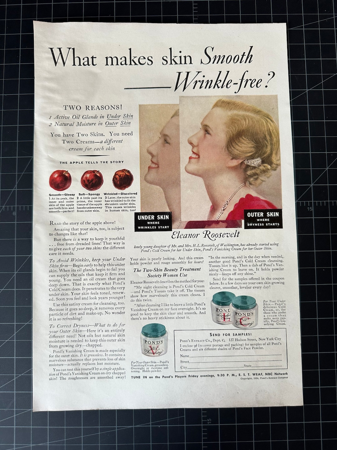 Vintage 1934 Pond’s Cold Cream Print Ad - Eleanor Roosevelt - Etsy