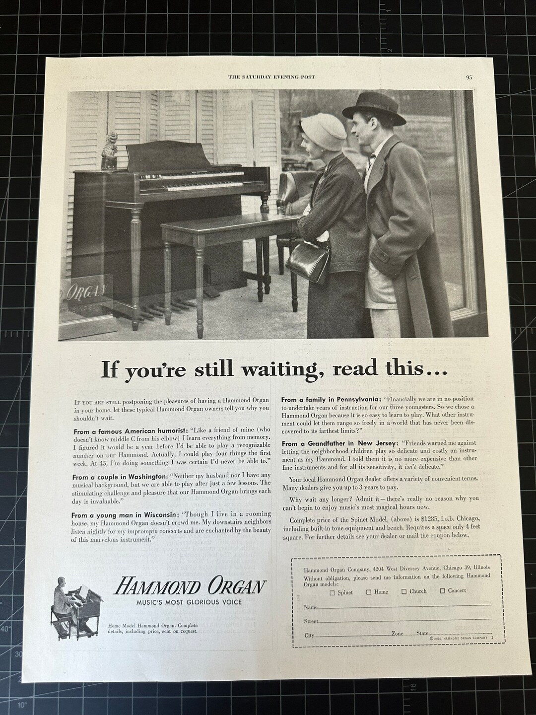 Vintage 1954 Hammond Organ Print Ad - Etsy