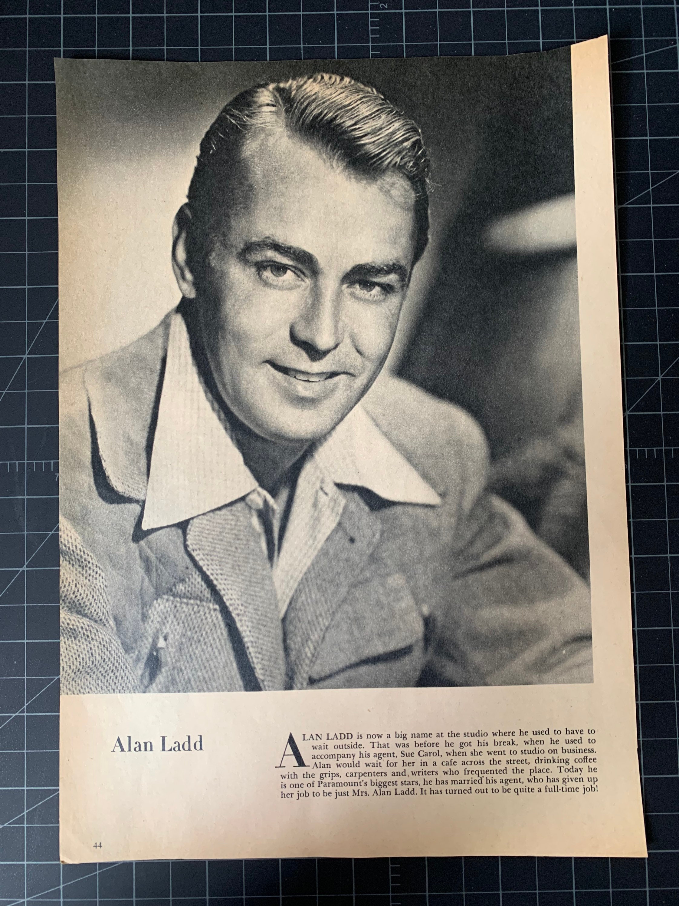 Vintage 1940s Alan Ladd Magazine Portrait Vintage Hollywood - Etsy