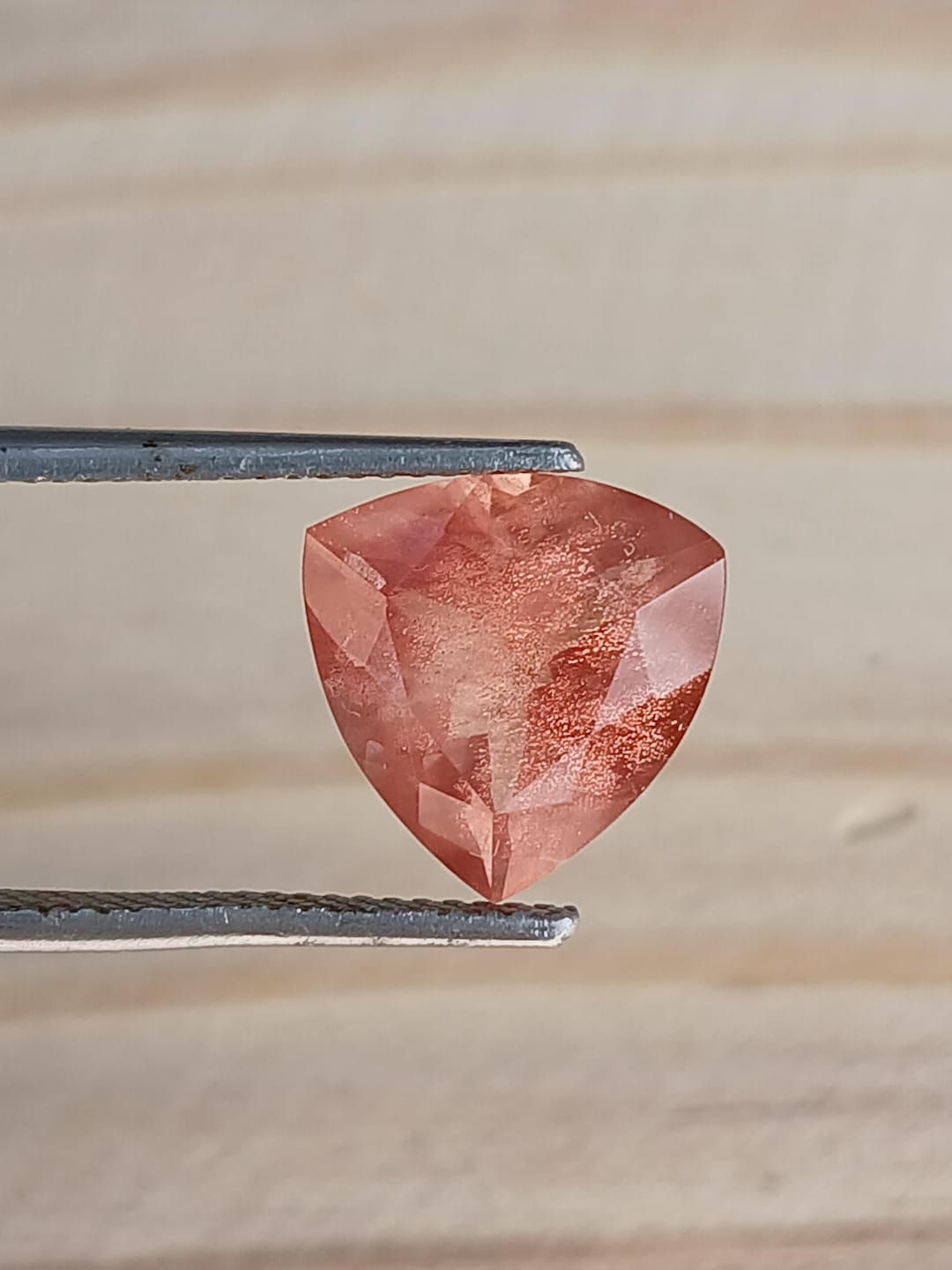Oregon Sunstone Gemstone: Red Schiller Trillion Cut (11x11mm, 4.20 Ct ...