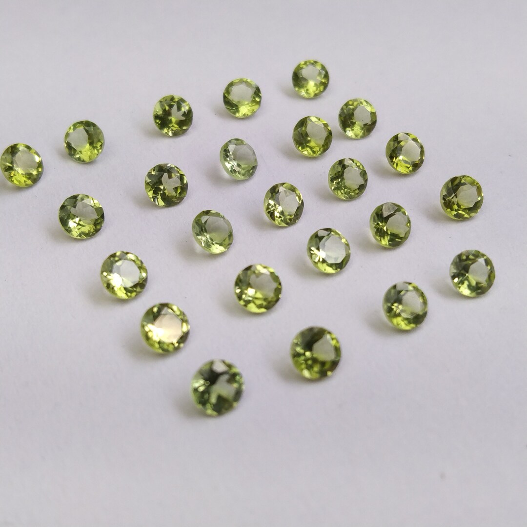 Beautiful AAA Quality Natural Peridot Stone Faceted Round Shape Size 3 ...