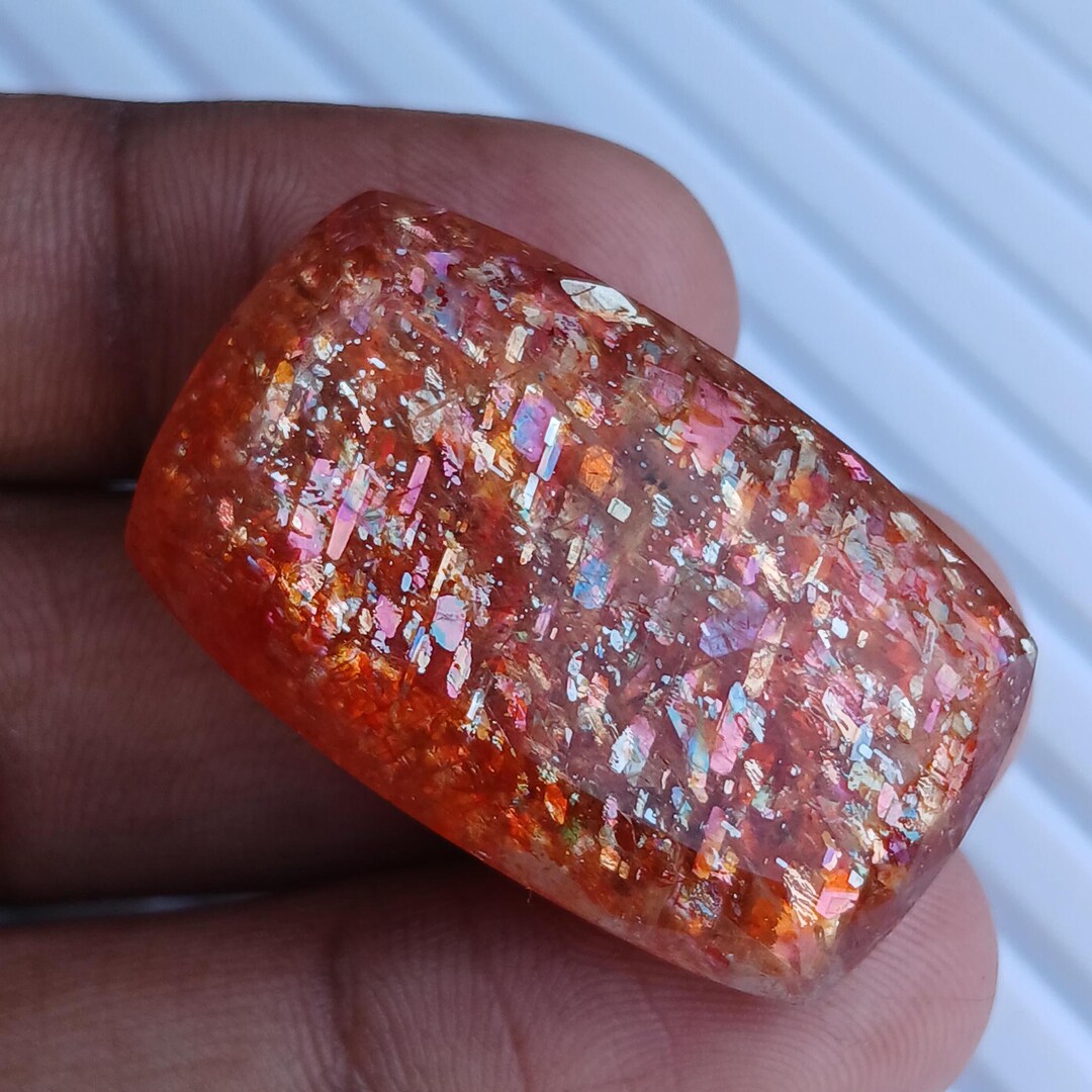 Natural Amazing Colorful CONFETTI SUNSTONE Multi Flake Sparkling 38x21 ...