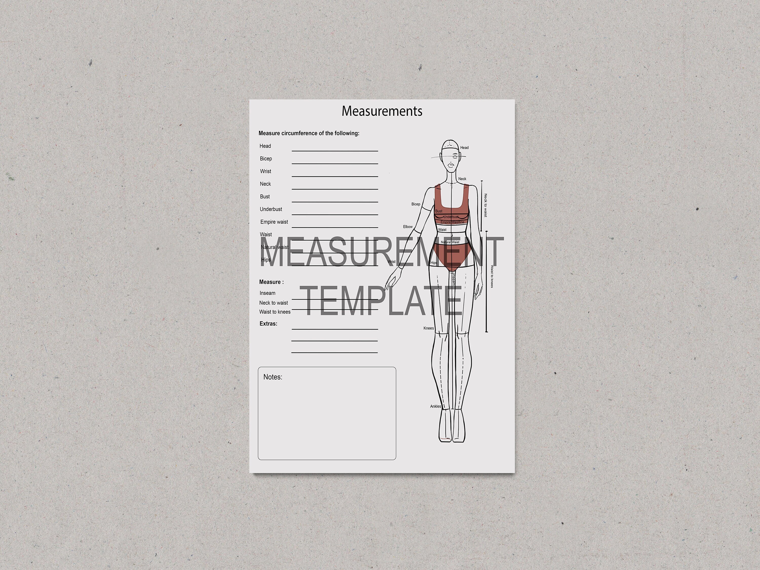 Fashion Measurements Templates for Sewers and Designers, Fashion Figure ...