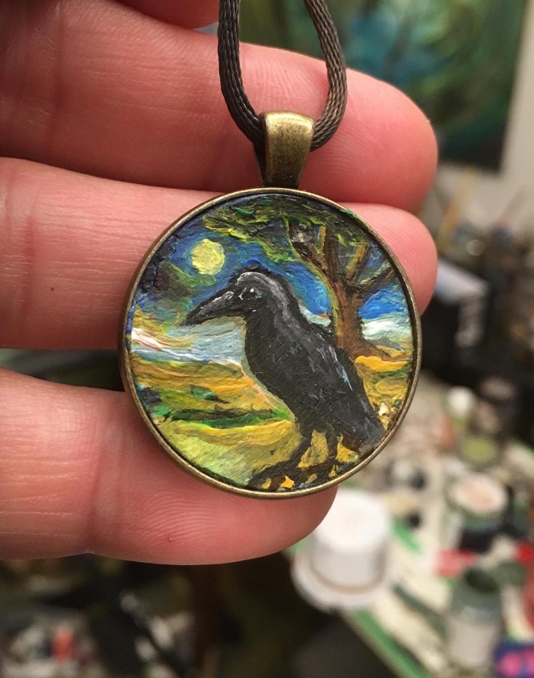 Moonlight Raven Medallion - Etsy