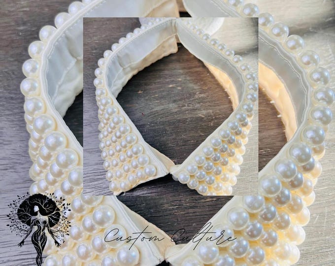 Chic White Collar Dickey With Rhinestones and Pearls Detachable Shirt ...