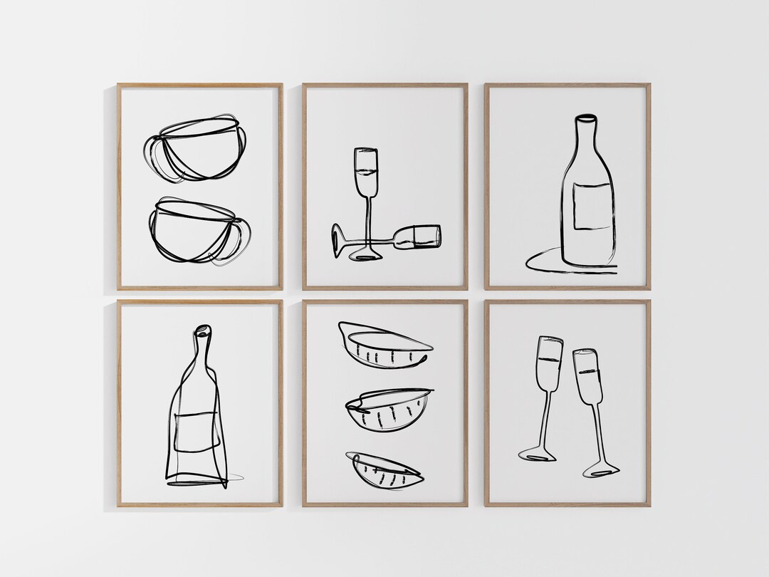 Line Drawing Prints, Set of 6 Art Prints, Digital Download Prints ...