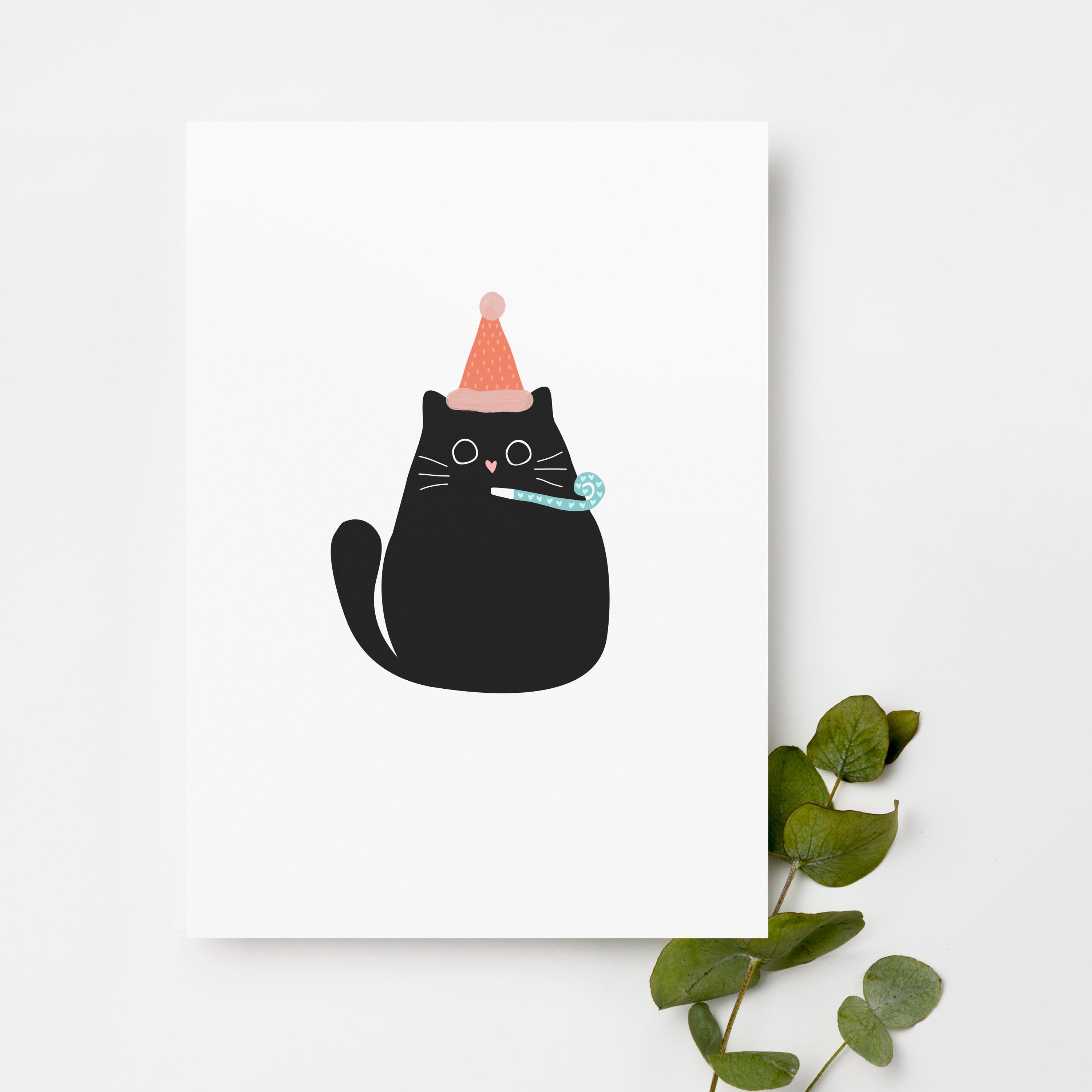 Printable Cat Card, Cute Cat Printable Card, 5x7 Card With Printable ...