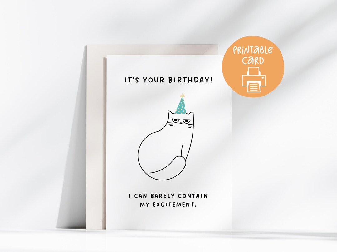Grumpy Cat Birthday Card Printable | Sarcastic Pet Card | Funny Bday ...