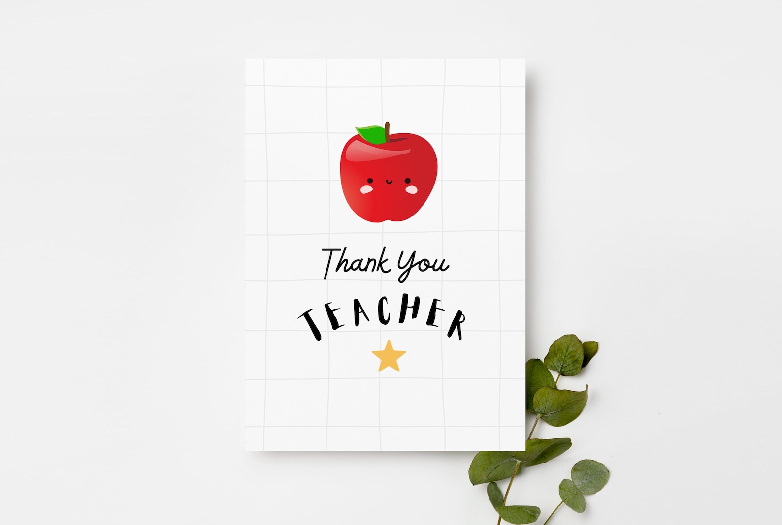 Teacher Apple Card, School Teacher Printable Card, DIY Teacher Thank ...