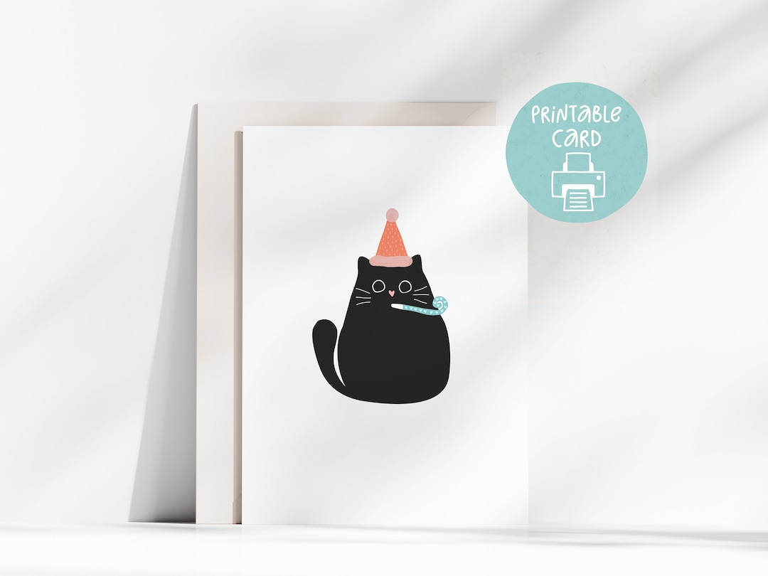 Printable Cat Card, Cute Cat Printable Card, 5x7 Card With Printable ...