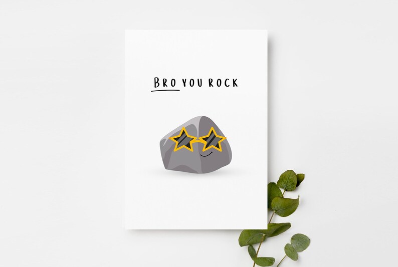 Funny Brother Birthday Card: Bro You Rock - 5x7 Printable (digital ...