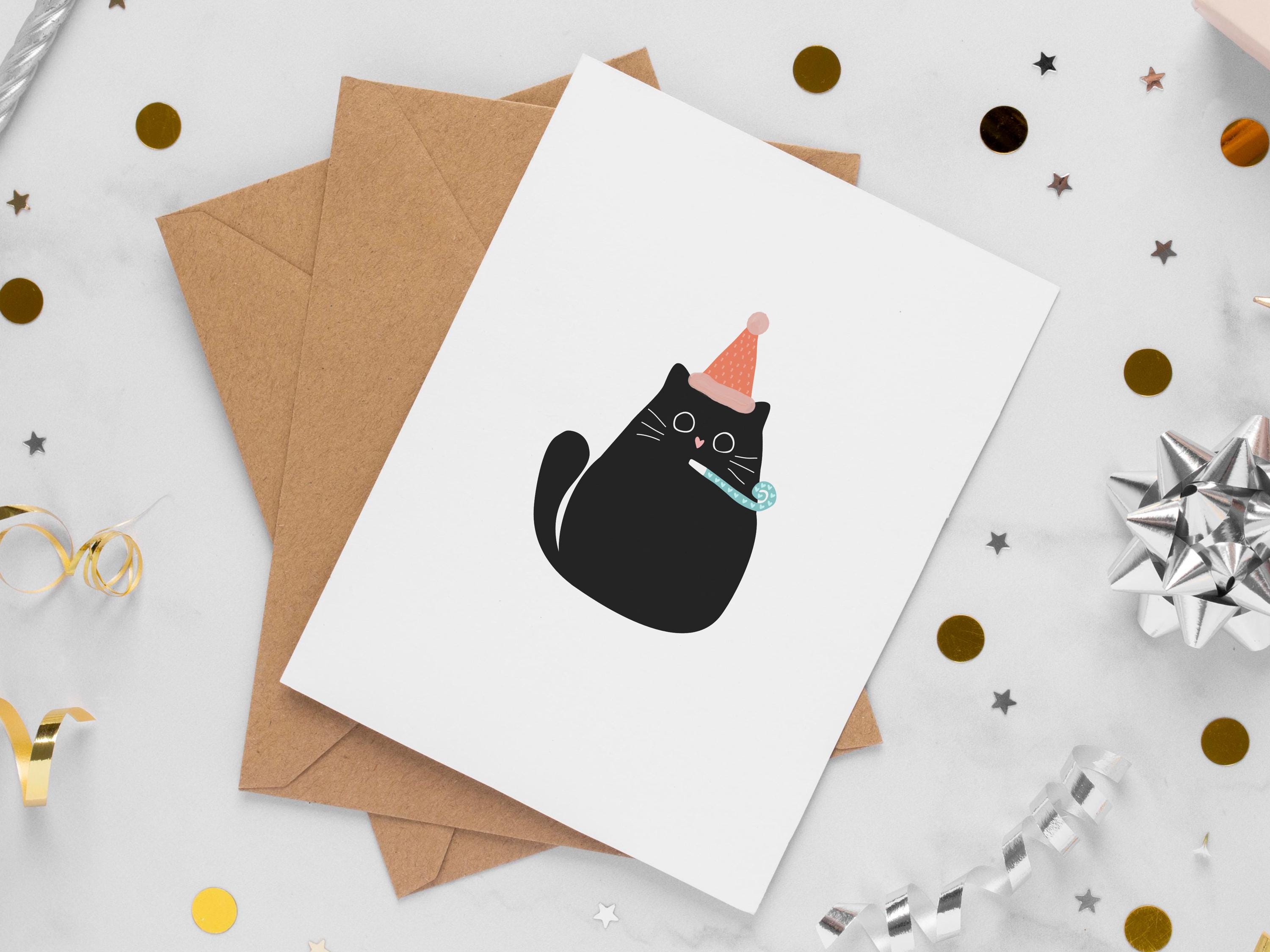 Printable Cat Card, Cute Cat Printable Card, 5x7 Card With Printable ...