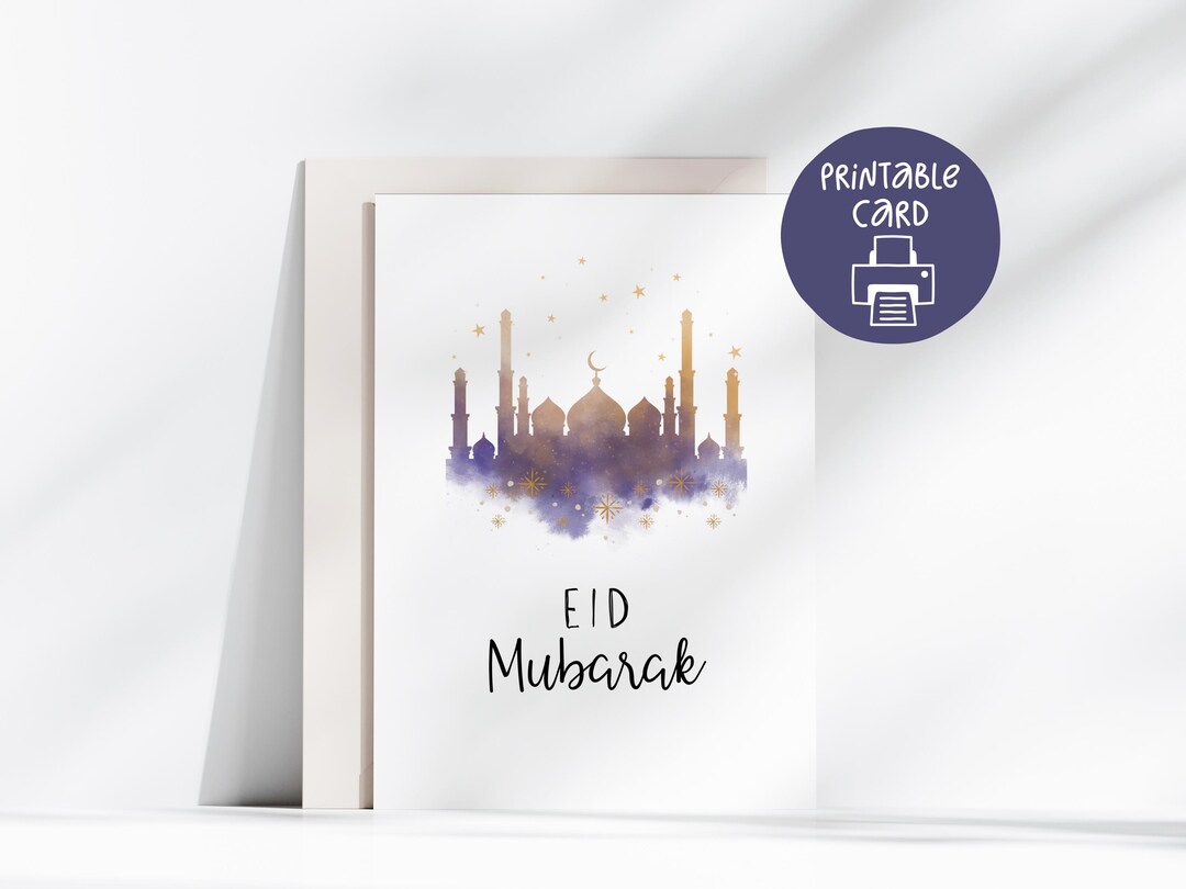 Minimal Eid Mubarak Card, Islamic Card Digital Download, Blessed Eid ...
