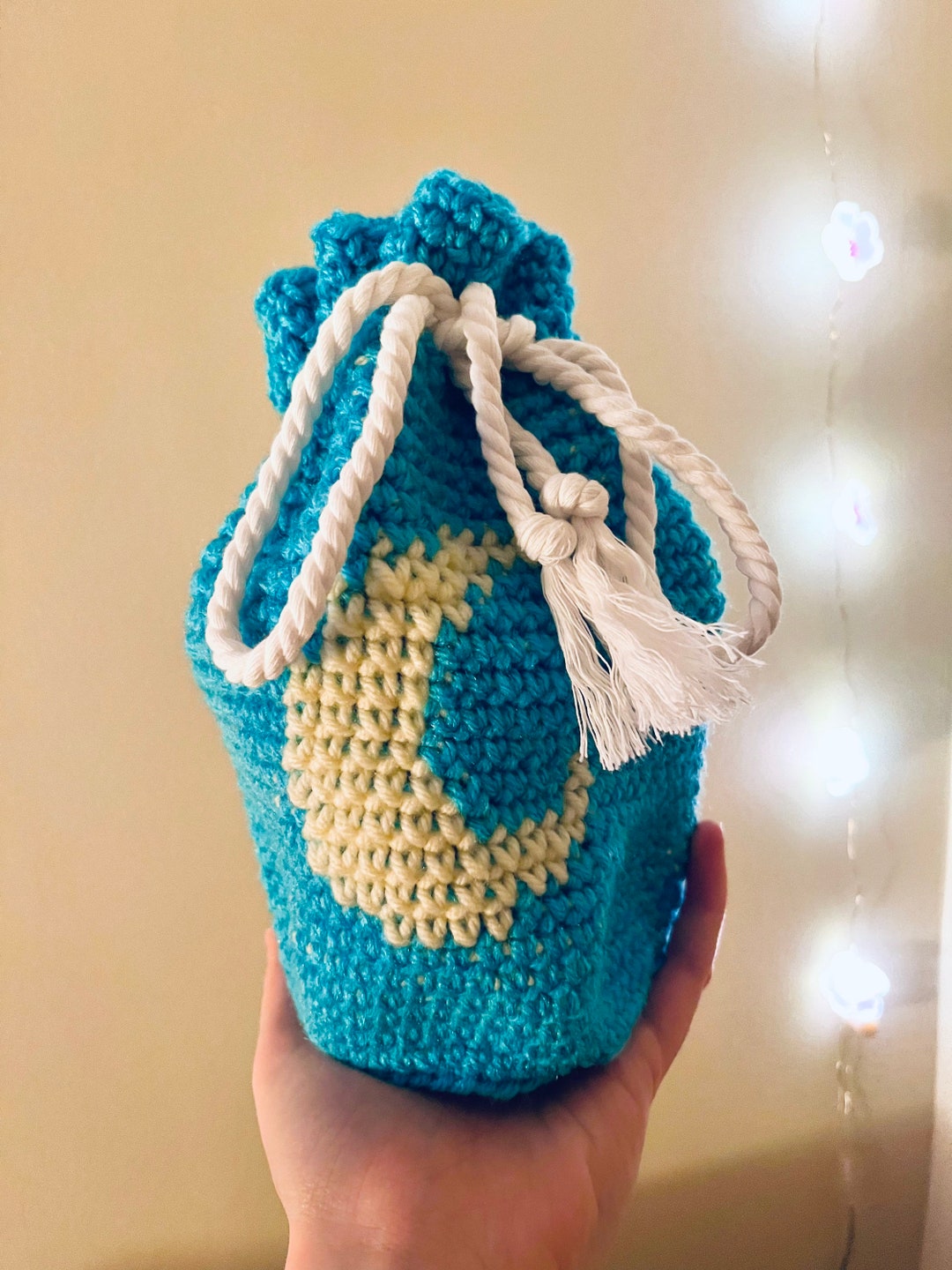 Blue Moon Drawstring Bag Dice Pouch Crochet Lunar Pouch - Etsy
