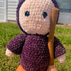 Witch With Broom Stuffed Plushie Fuzzy Toy Sparkle Spooky Toy Halloween ...