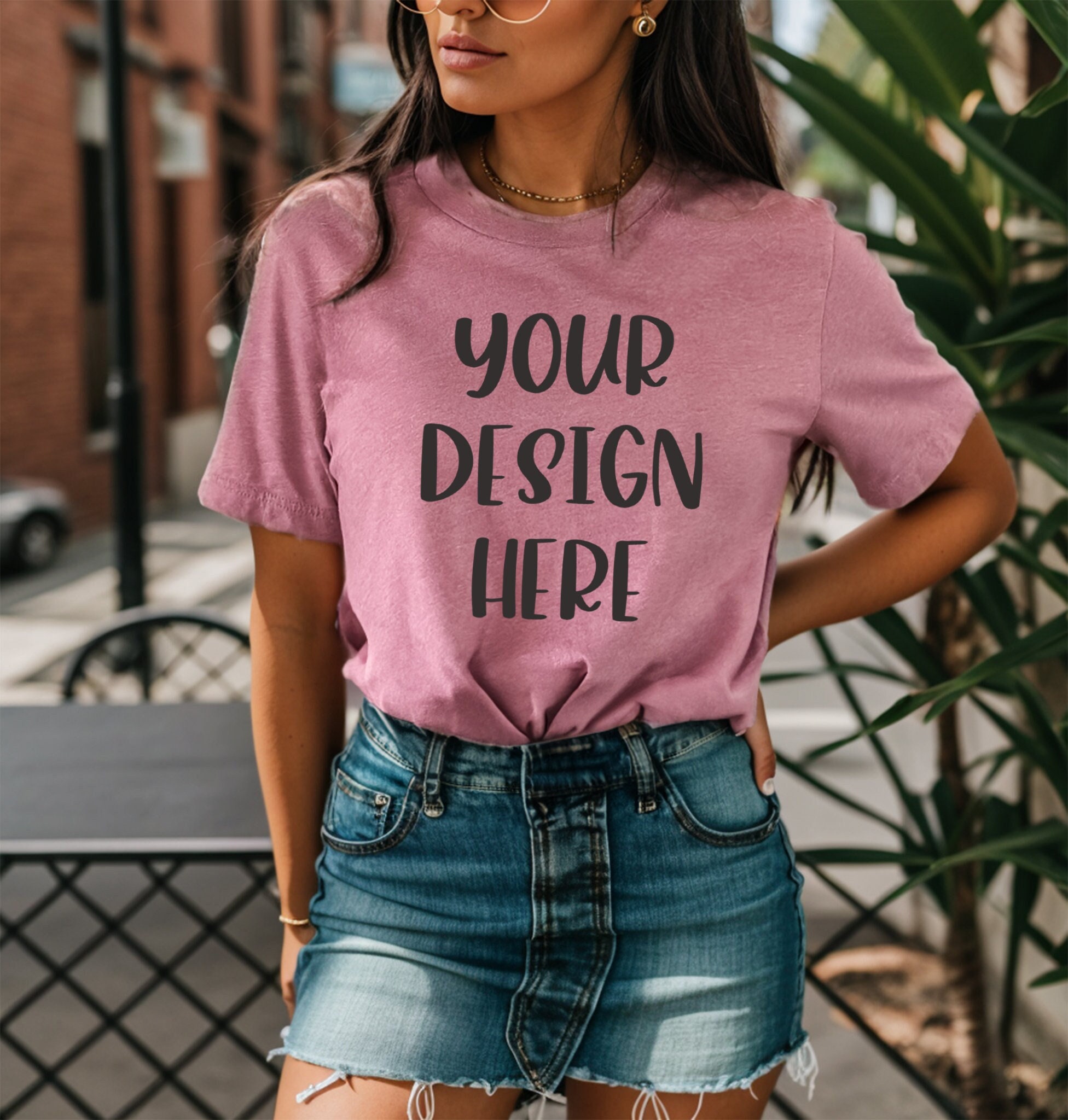 Bella Canvas 3001 Mauve Mockup, BC3001 Trendy Mockup, Heather Mauve ...