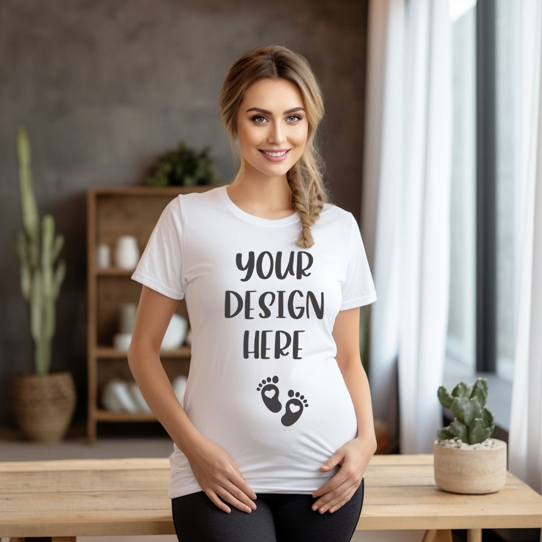 Bella Pregnant Mockup,bella Canvas White Pregnant Model Mockup ...