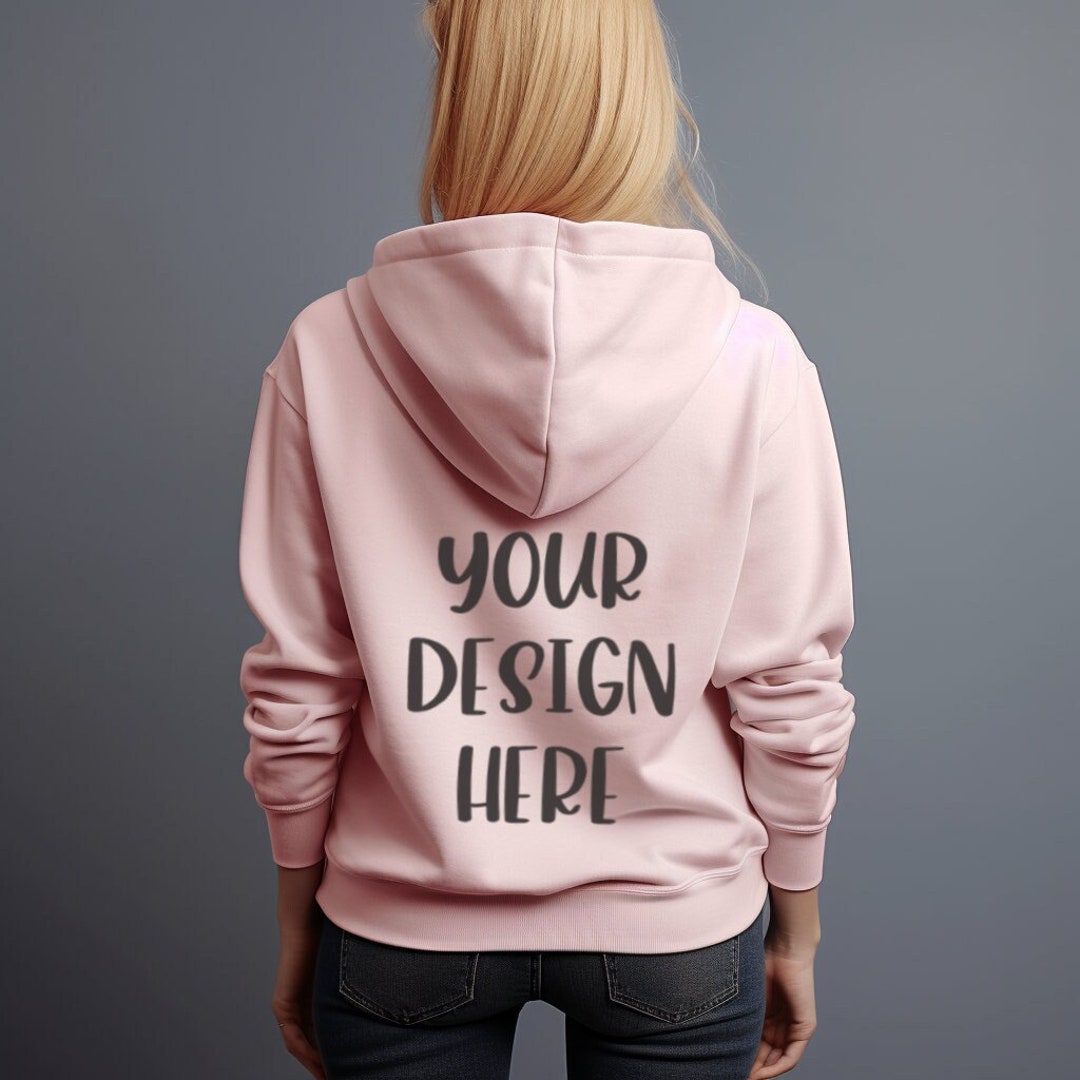 Back Light Pink Hoodie Mockup,gildan 18500 Light Pink Model Mockup ...
