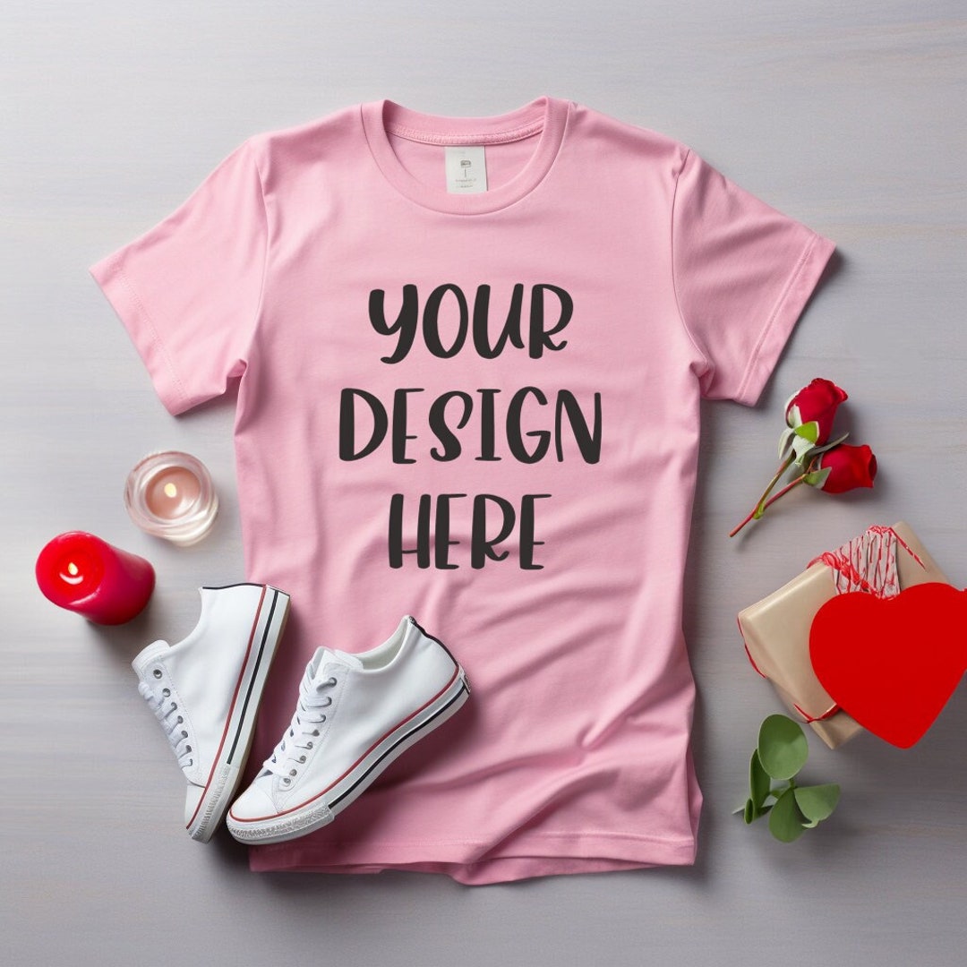 Pink Bella Canvas 3001, Pink Flat Lay Mockup, Bella Canvas T-shirt ...