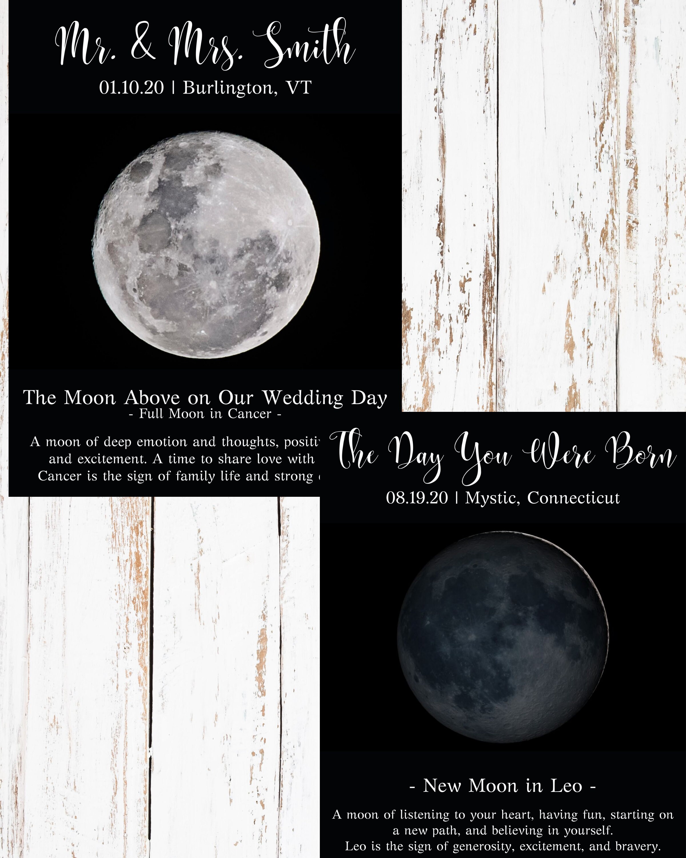 Personalized Moon Print Custom Moon Phase Dates Celestial | Etsy