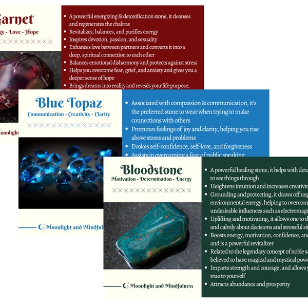 Gemstone Info Cards - Etsy