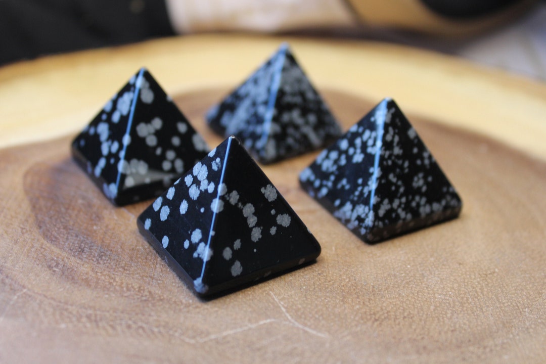 Snowflake Obsidian Crystal Pyramid, Black Crystal Gifts, Protection ...