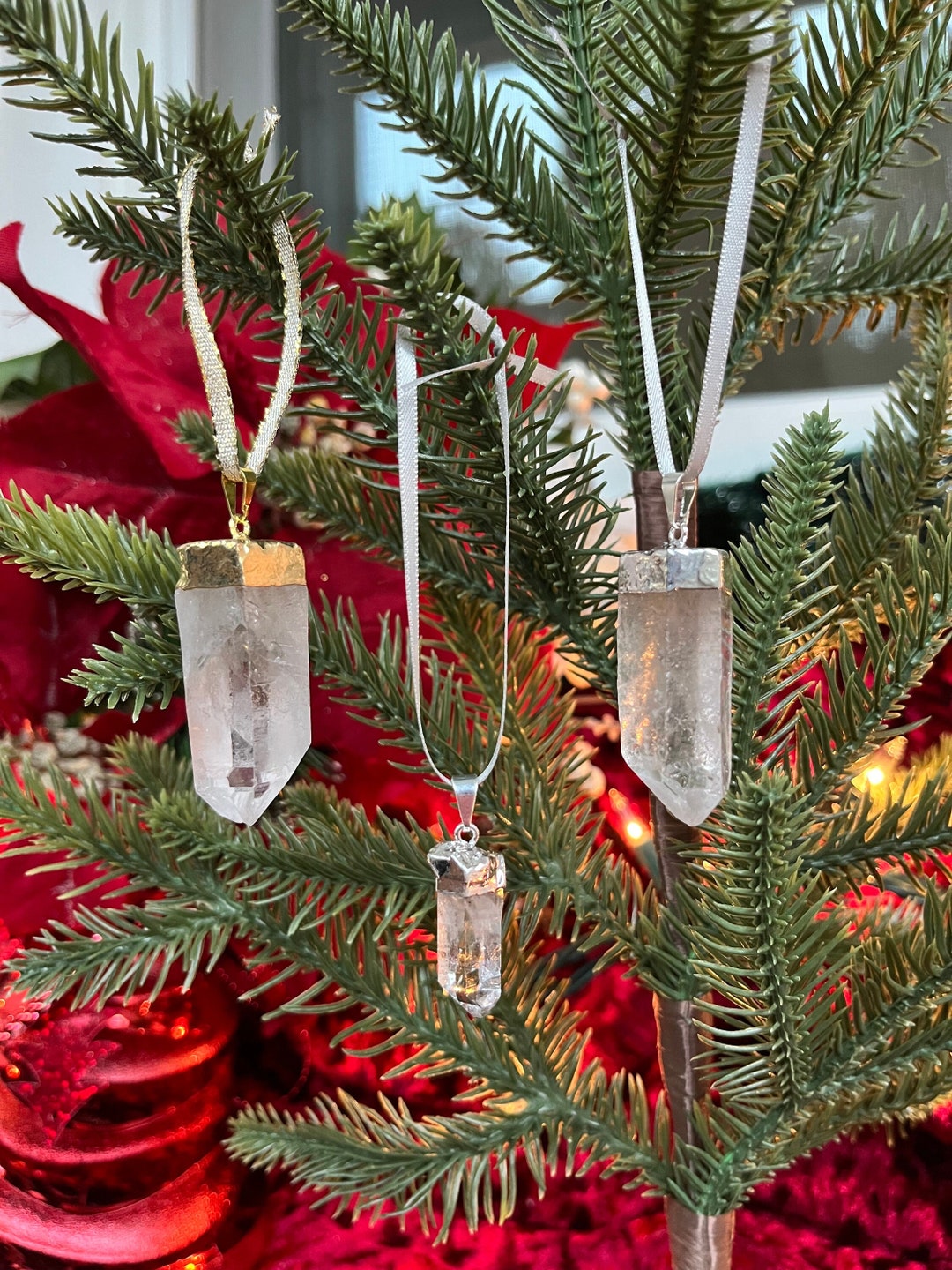 Clear Quartz Crystal Ornaments, Christmas Holiday Tree Decorations ...