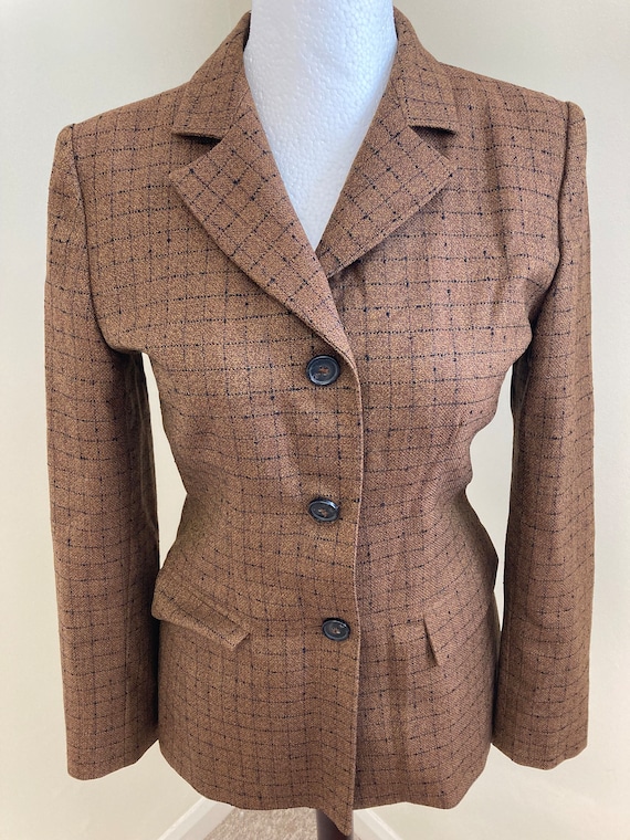 Max & Co Classics Max Mara brown checked wool jacket … - Gem