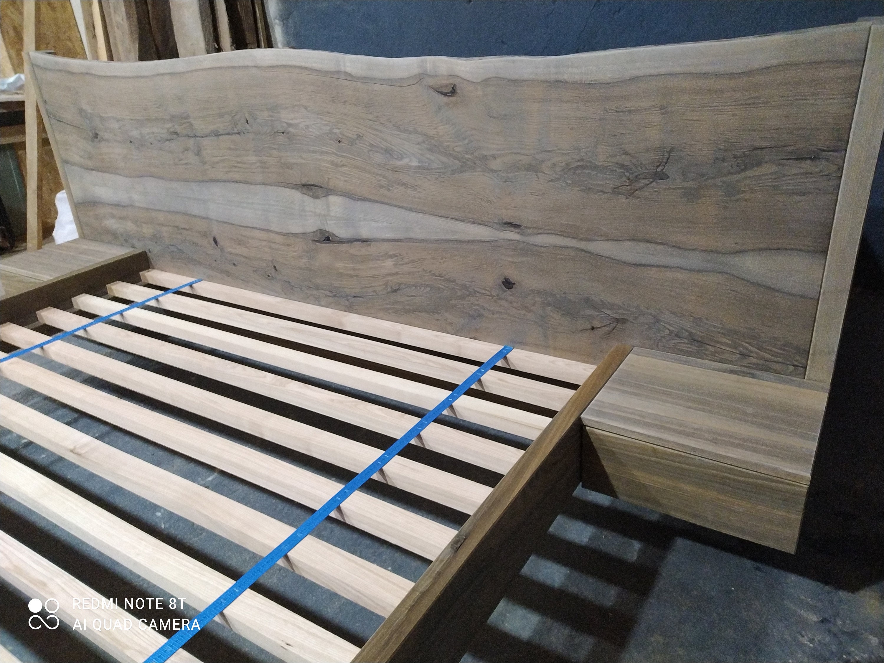 Dark Wooden Bed Floating Platform Frame / Custom Furniture / Wood Bed ...