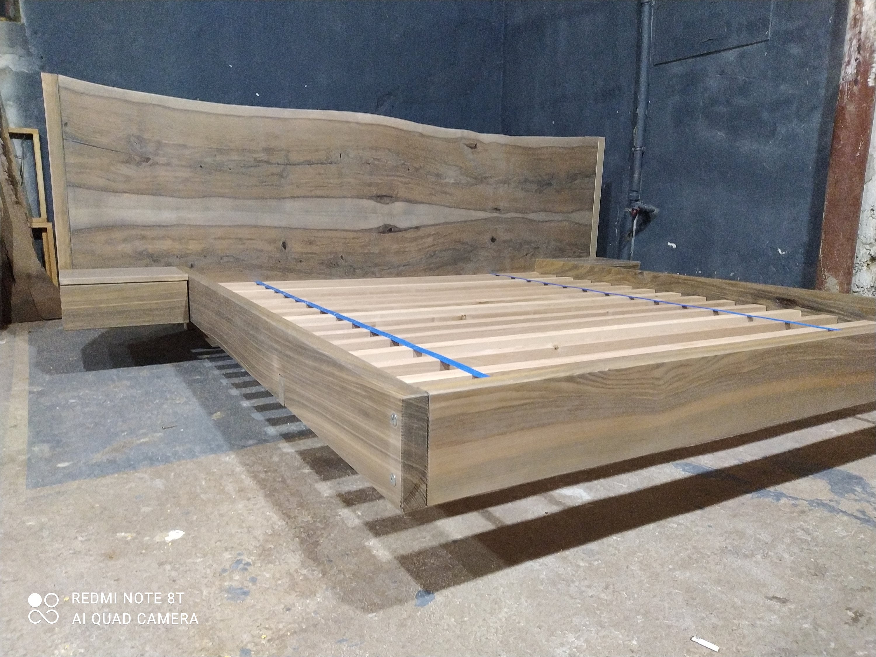 Dark Wooden Bed Floating Platform Frame / Custom Furniture / - Etsy
