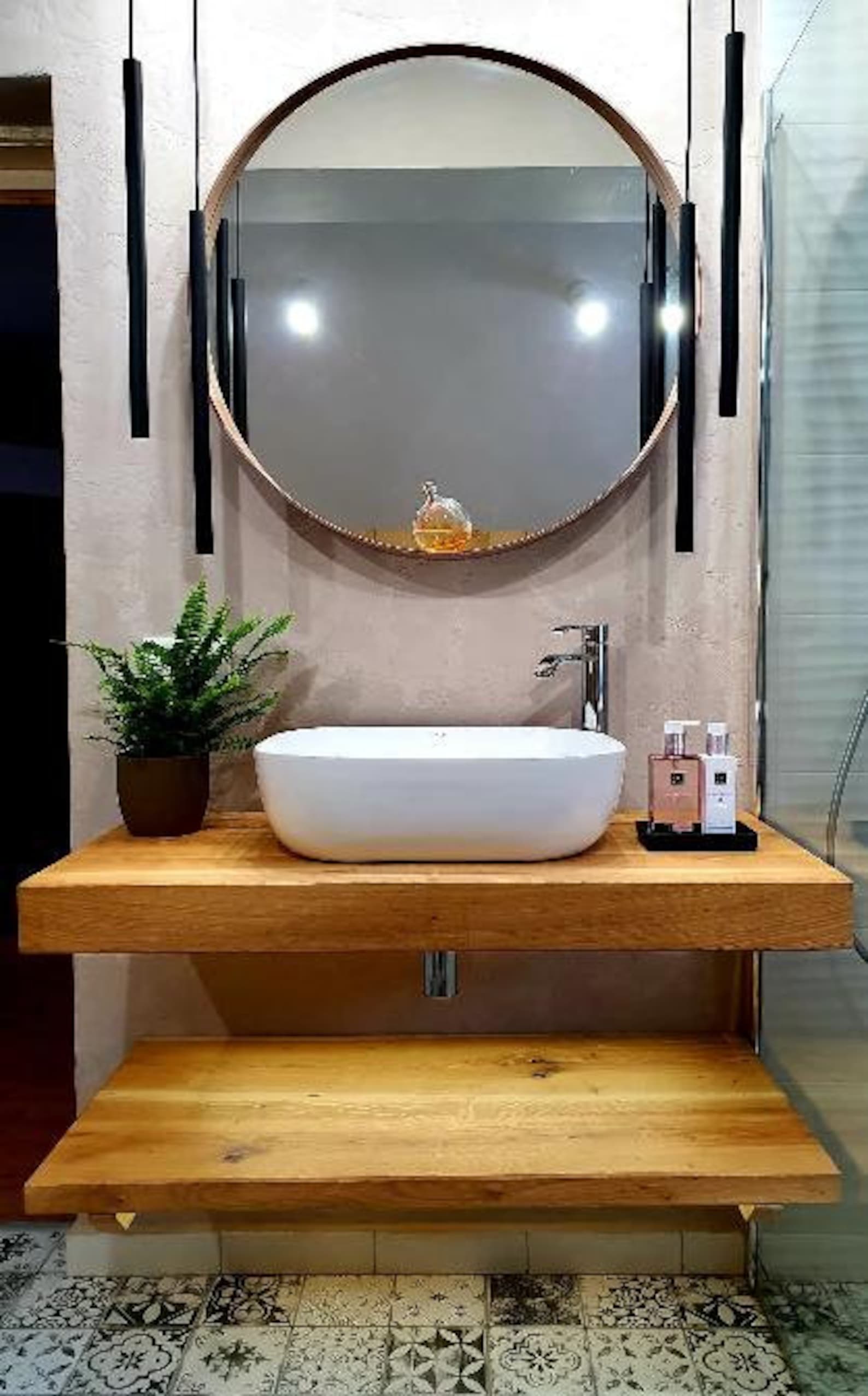 Custom Made Bathroom Wood Floating Vanity Shelf, Sink Live Natural Edge ...