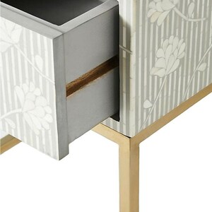 Bone Inlay Flower Design Bedside Table Grey Bone Inlay Flower - Etsy