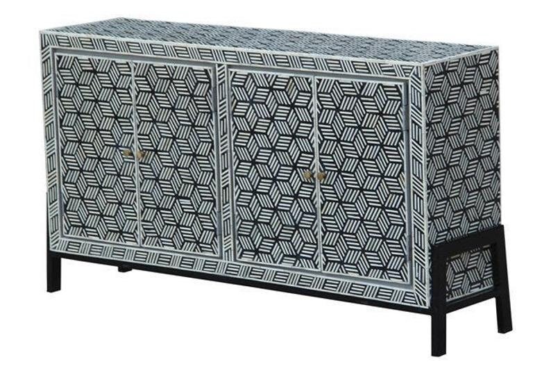 Bone Inlay Sideboard 4 Door Indian Handmade Geometric Pattern - Etsy