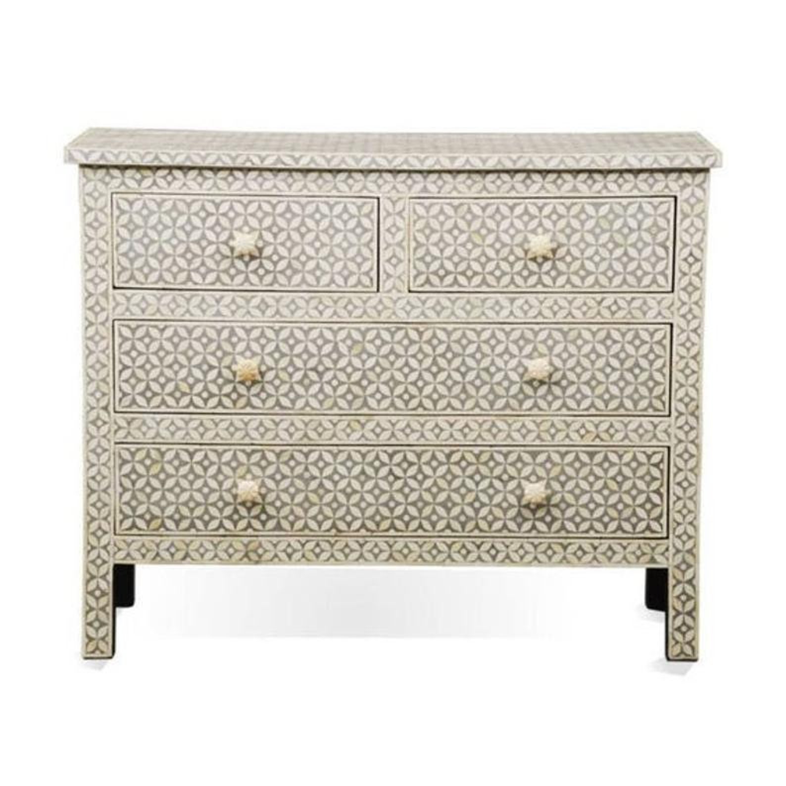 Bone Inlay Chest of 4 Drawers in Gray Bone Inlay Dresser | Etsy