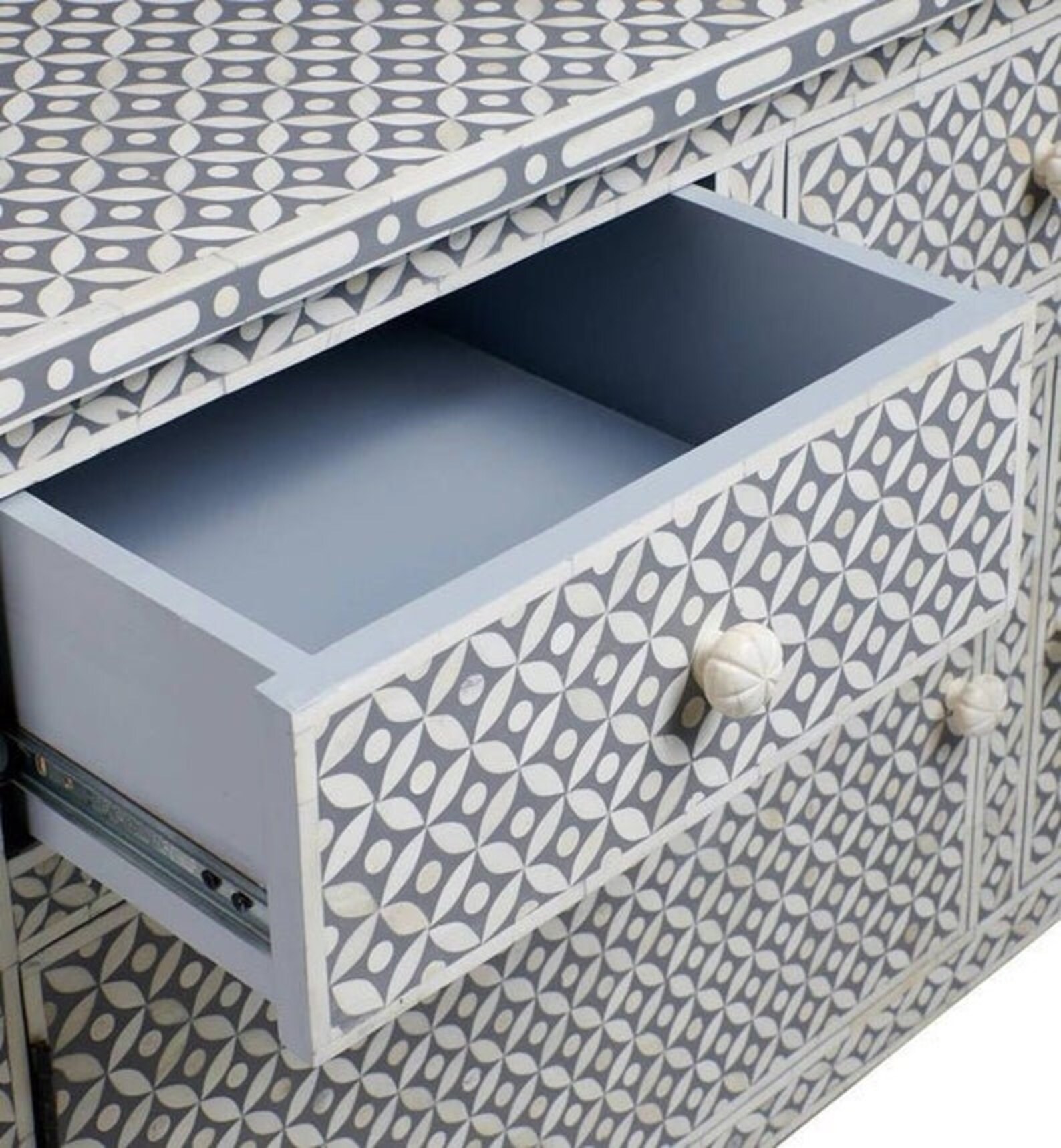 Bone Inlay Chest of 3 Drawer 2 Door Geometric Grey Bone Inlay - Etsy